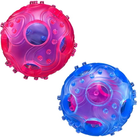 Xizioo 2 Pieces Spiny Light Up Ball Dog Toy LED Glowing Pet Spiky Ball ...