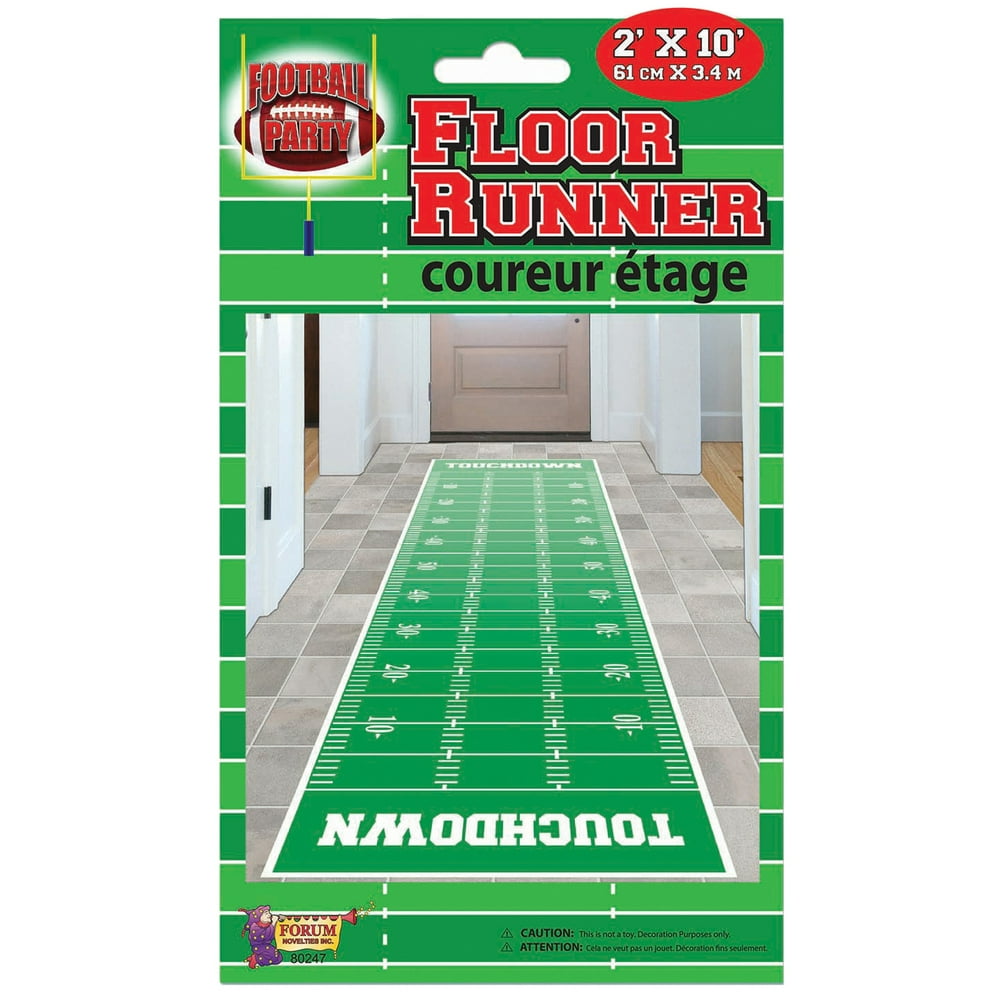 Forum Football Field Touchdown Hallway 10'x2' Floor Runner, Green White ...