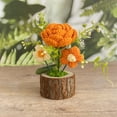 Hand Woven Rose Ornament Log Base Wool Flower Desktop Home Decoration ...