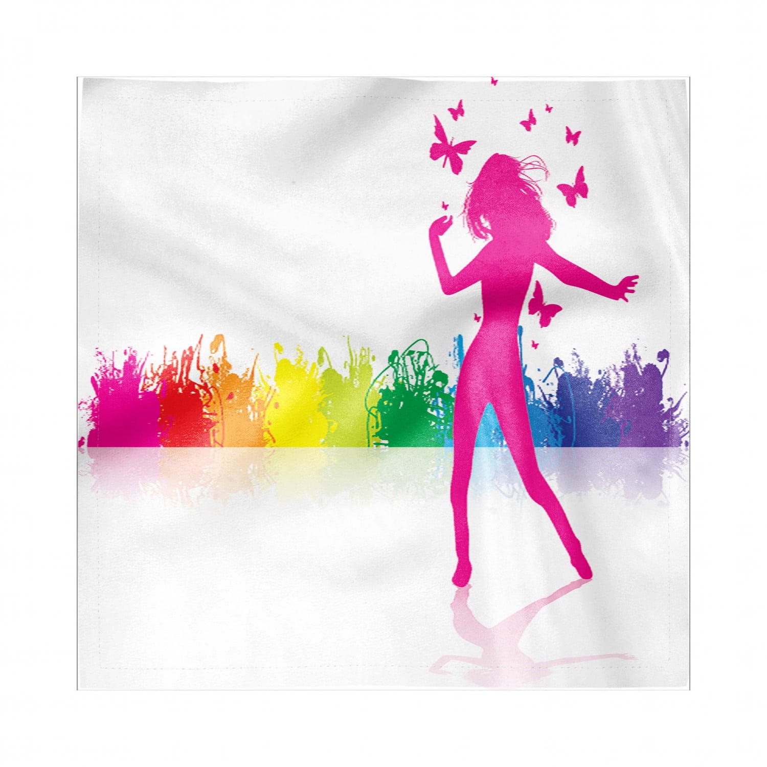 Colorful Decorative Satin Napkins Set of 4, Girl Dancing in Front of ...