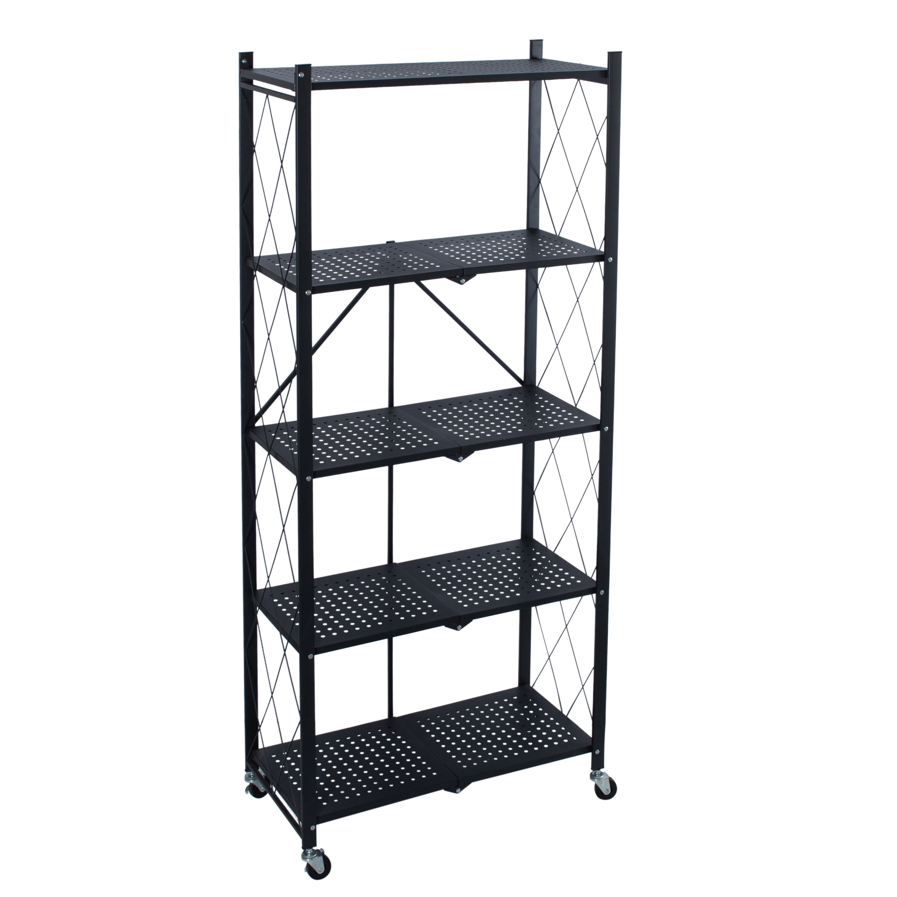 Organize It All 5 Shelf Foldable Metal Storage Shelves, Wheels, Adult ... Organize It All 5 Shelf Foldable Metal Storage Shelves, Wheels, Adult ...