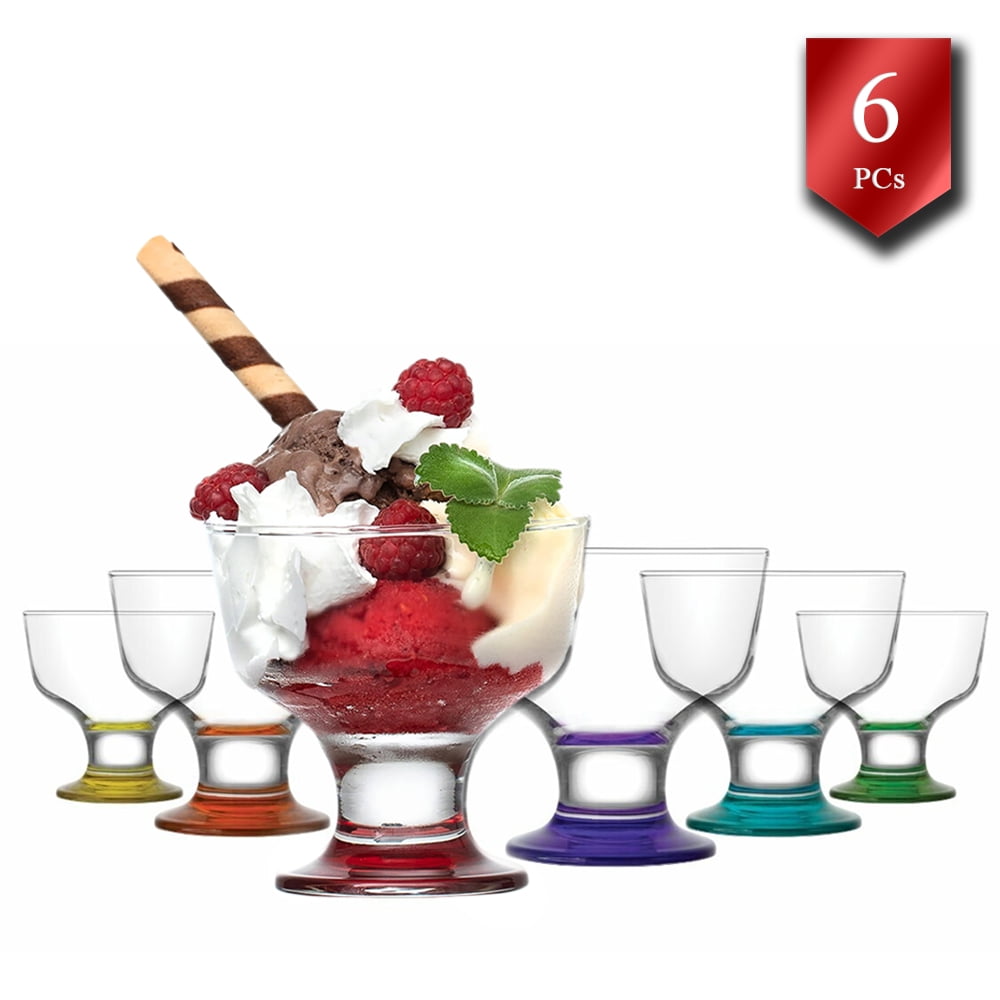 Lav Elegant Ice Cream Sundae Glass Bowl Set Ice Cream Service Bowls Dessert Cup 6 Pcs 975 Oz