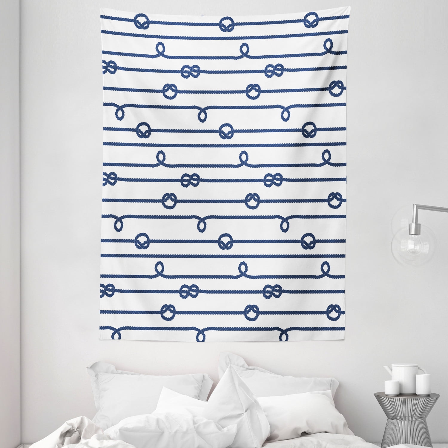 Navy Tapestry, Ship Boat Sea Life Rope and Marine Nautical Knots as ...