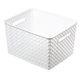 Mainstays Large White Decorative Storage Basket, Mesh with Handles, 14 ...
