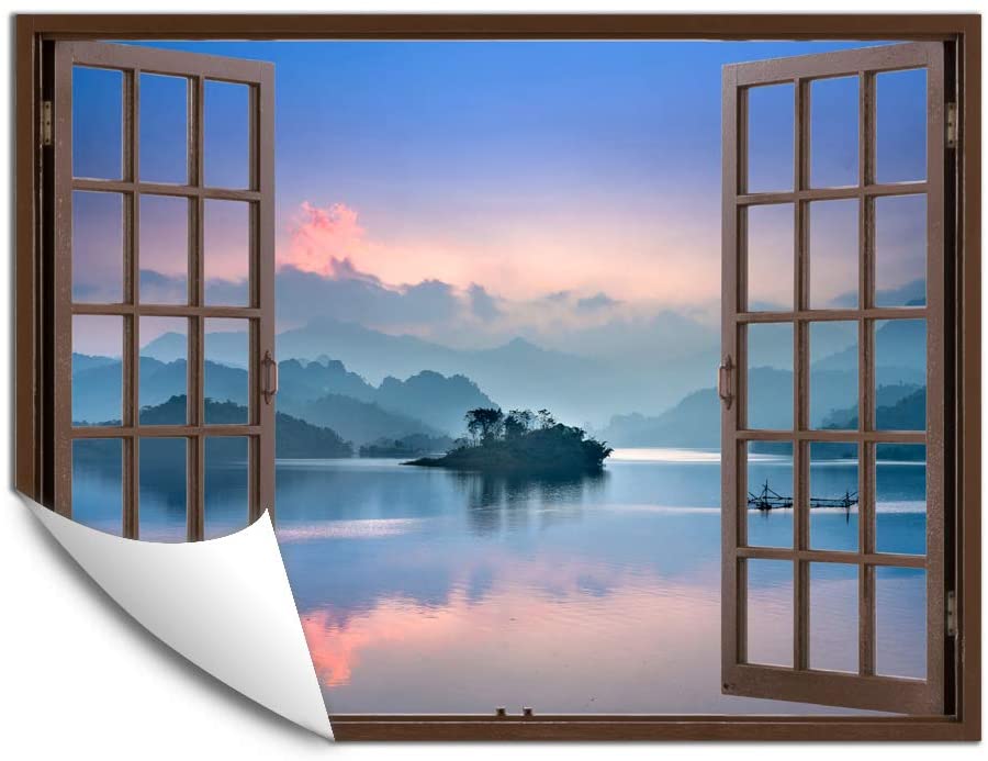 IDEA4WALL Fake Brown Window Beach Peel and Stick Wallpaper Removable ...