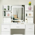 Yamissi Vanity Set with Mirror, Makeup Table, 5 Drawers, Stool, White ...