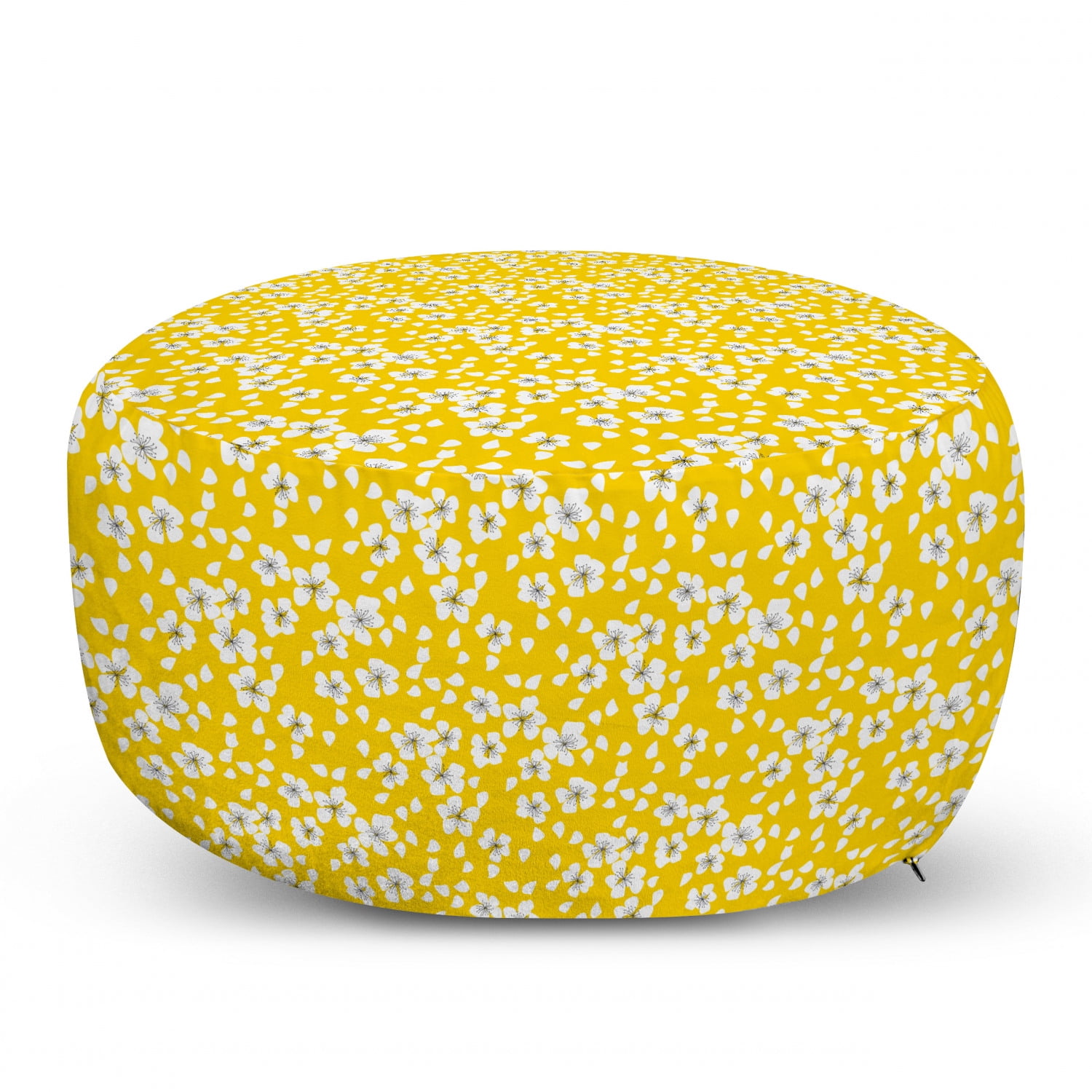 Cherry Blossom Pouf Cover with Zipper, Naive Spring Floral Design of ...
