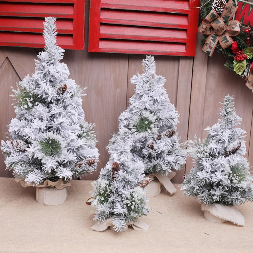 Snow Flocked Tabletop Christmas Tree, Artificial Mini Christmas Tree ...