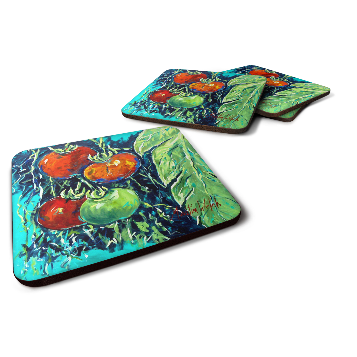 Carolines Treasures MW1359FC Tomatoe Tomato Foam Coaster Set of 4, 3 1/ ...