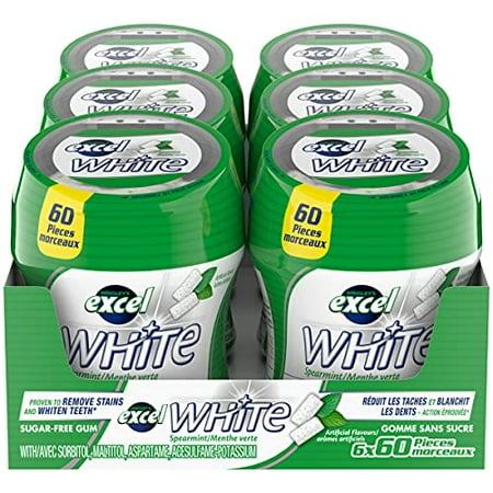 Excel White Spearmint, Teeth Whitening, Sugar Free Chewing Gum, Bottles ...