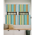 Blue Yellow Green Stripes Short Blackout Curtains 24 Inch Long,Colorful ...