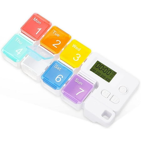 Pill Box 7 Day Portable Storage Case Alarm Timer Dispenser Self ...