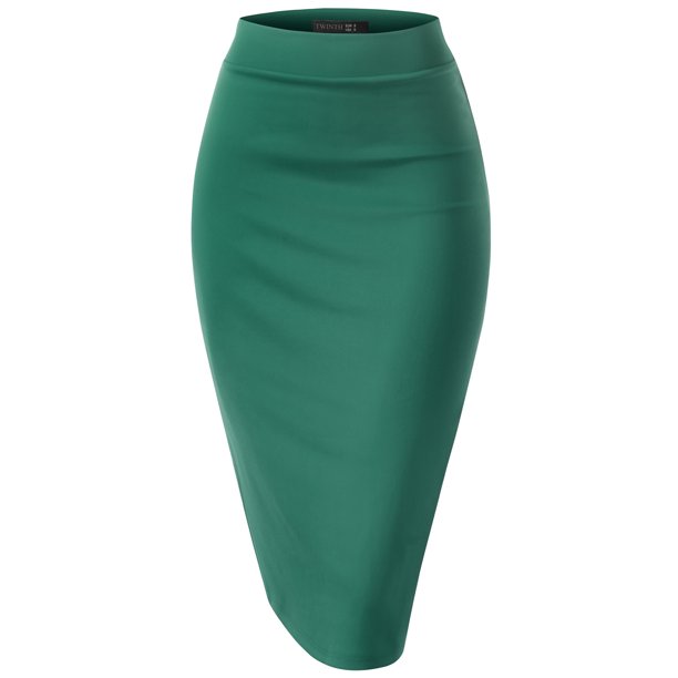 Thanth Womens Waist Band Streychy Solid Pencil Skirtplus Size Available