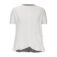 CIENVNSTG Womens Summer Casual Tops Eyelet Hollow Out Short Sleeve Crew ...