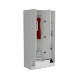 Memphis Wardrobe Armoire with 4-Tier Storage Shelves and 1 Drawer White ...