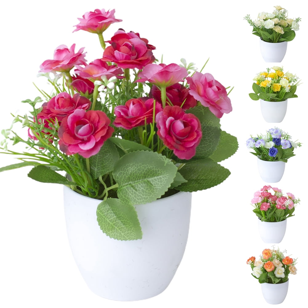 Cheer.US 2 Sets Artificial Flowers in Pot Decor Flower Arrangements ...