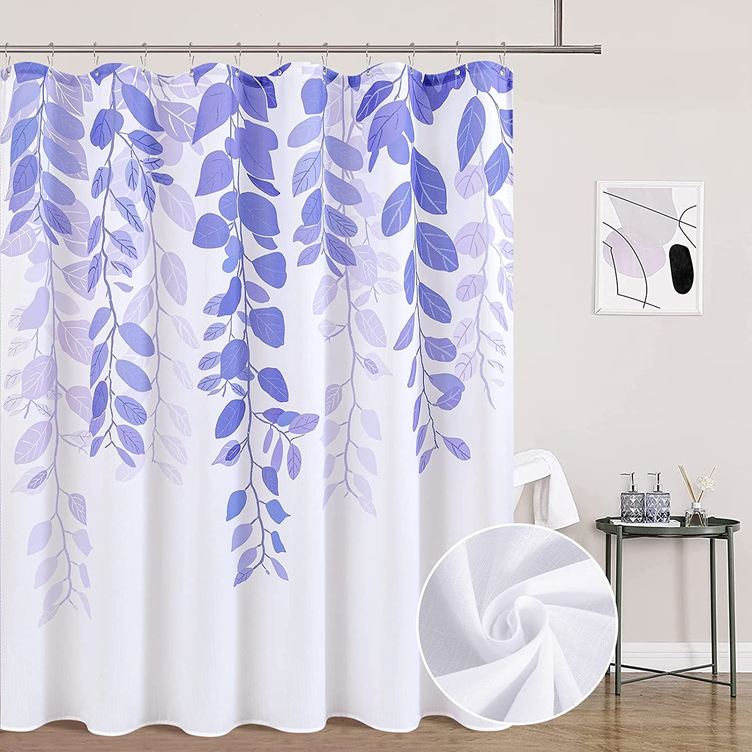Eucalyptus Shower Curtain Leaf Floral Watercolor Leaves Shower Curtain ...