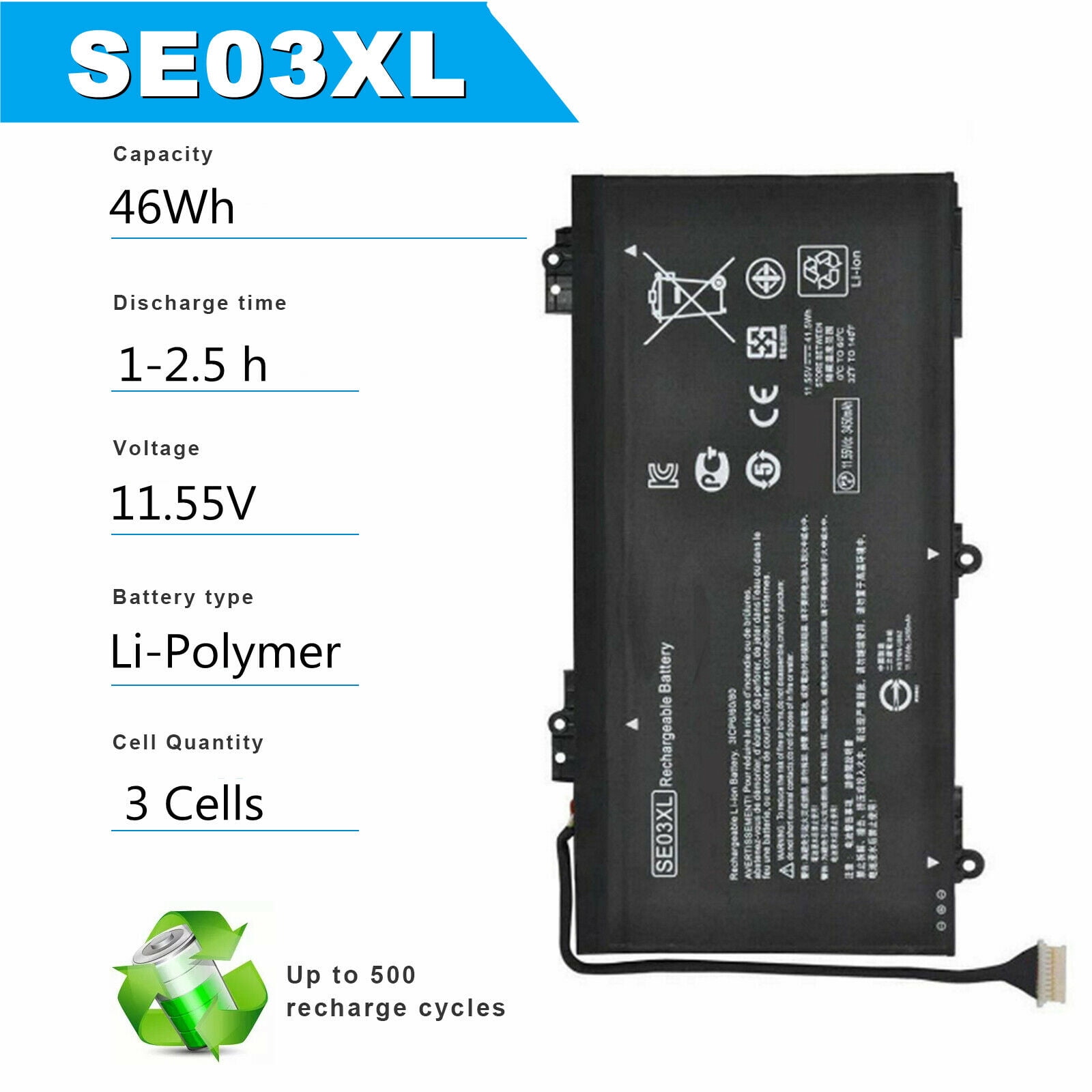 SE03XL Battery for HP Pavilion Notebook PC 14 14-AL HSTNN-LB7G/UB6Z ...