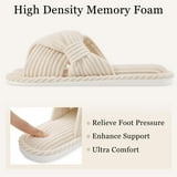 Litfun Women's Open Toe Slippers Corduroy Cross Bow House Slippers ...