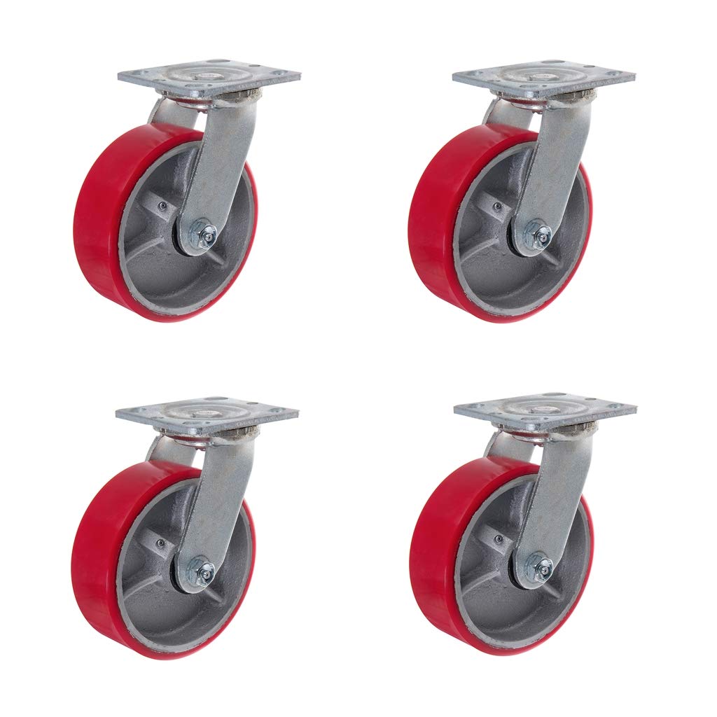 SY America Polyurethane Steel Heavy Duty Swivel Casters 4800LBS, [6 ...