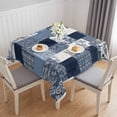 Blue Geometric Retro Patchwork Table Cloth 60x60in, Waterproof Square ...