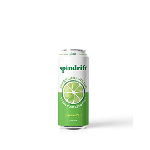 Spindrift Sparkling Water, Lime Flavored, Made with Real Squeezed Fruit, 16 Fluid Ounce Cans ...