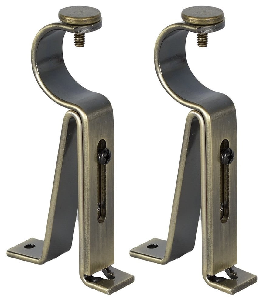 Urbanest Adjustable Rod Bracket, up to 1 1/8" Rod, Antique Brass, Set ...