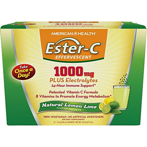 Ester-C Effervescent 1000mg per packet - Lemon Lime 21 Packets ...