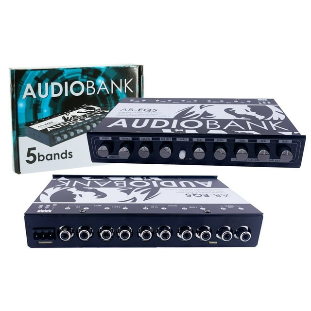 Audiobank AB-EQ5 1/2 Din 5 Band Car Audio Equalizer Graphic EQ w/ Line ...