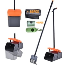Dog Pooper Scooper Swivel Bin & Rake Kit with 35 Waste Bags, 46" Long ...