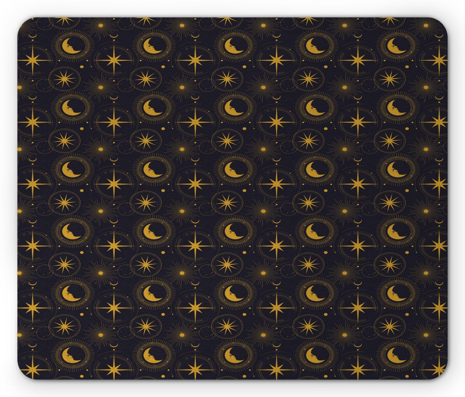 Alchemy Mouse Pad, Mystic Night Image Windrose Stars Sun and Crescent ...