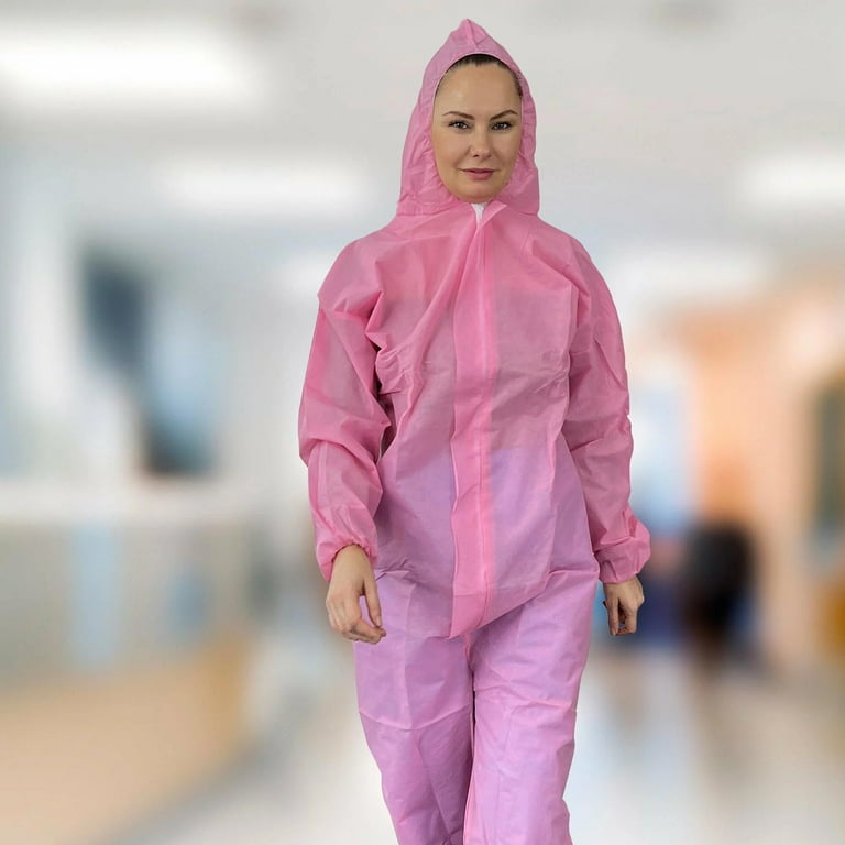 Disposable Coveralls with Hood, Front Zip, Elastic Cuffs and Disposable Coveralls with Hood, Front Zip, Elastic Cuffs and