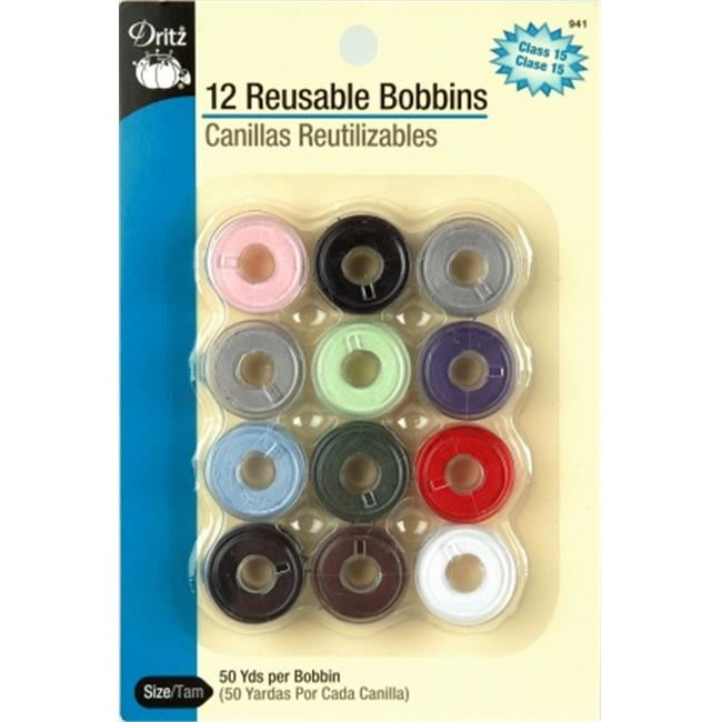 Dritz Reusable Bobbins Pre-Threaded 12/Pkg-Assorted Colors - Walmart.com