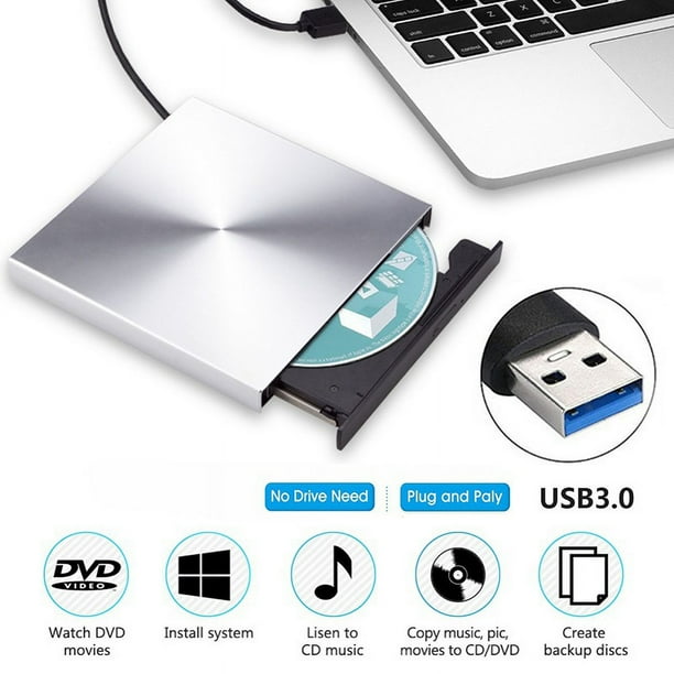 Unidad externa de CD/DVD USB 3.0 Aleación de aluminio | Walmart en línea