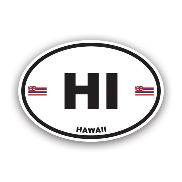 Hawaii Flag Oval Sticker Decal Self Adhesive Vinyl Weatherproof