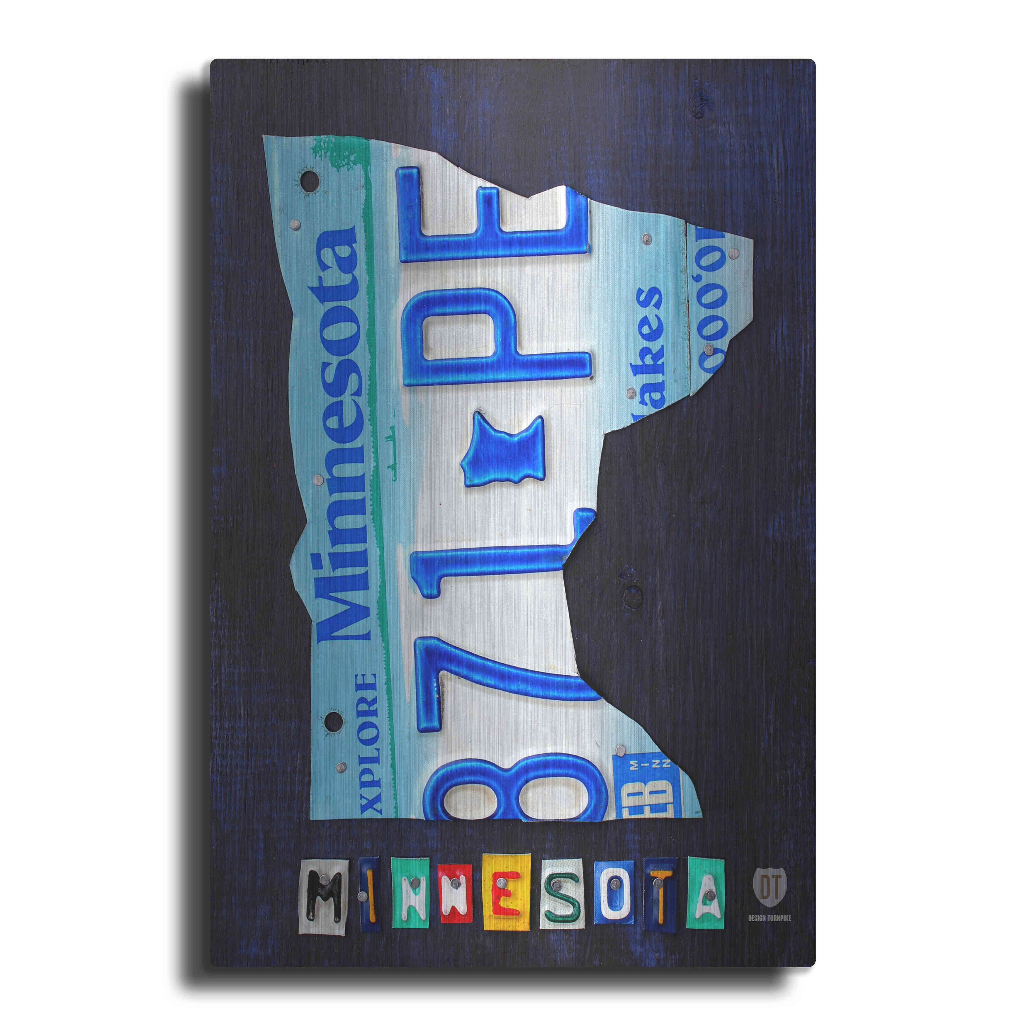 Luxe Metal Art 'Minnesota License Plate Map' by Design Turnpike, Metal ...