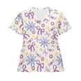 Binienty Floral Bow Pattern Scrub Shirt for Women Stretchy Soft Short ...