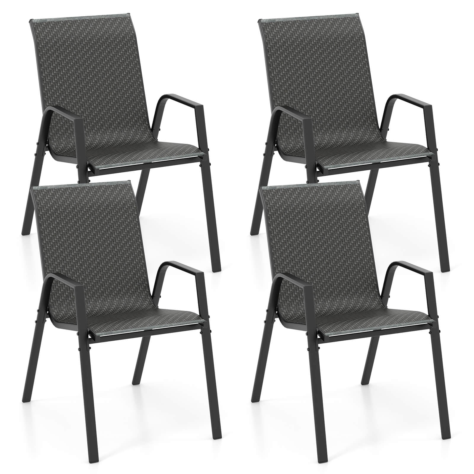 Click here for Costway Patio Rattan Chairs Set Of 4 Stackable Din... prices