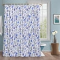Blue Watercolor Floral Shower Curtain for Bathroom, Vintage Botanical ...