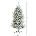 HomeStock 5ft Flocked Snow-Capped Fir Artificial Prelit Christmas Tree ...