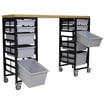 Mobile Workbench Storage Station w/Wood Top -11 StorSystem Trays-Grey ...