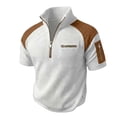 Antinious Men Patch Pockets Zip Stand Collar Short Sleeve Breathable ...