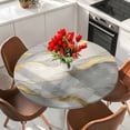 Abstract Gold Lines Marble Texture Round Fitted Tablecloth with Elastic ...