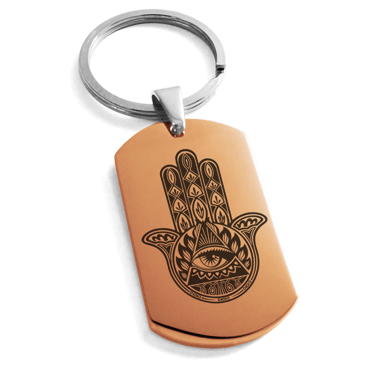 Stainless Steel All Seeing Eye Hamsa Hand of Fatima Engraved Dog Tag ...