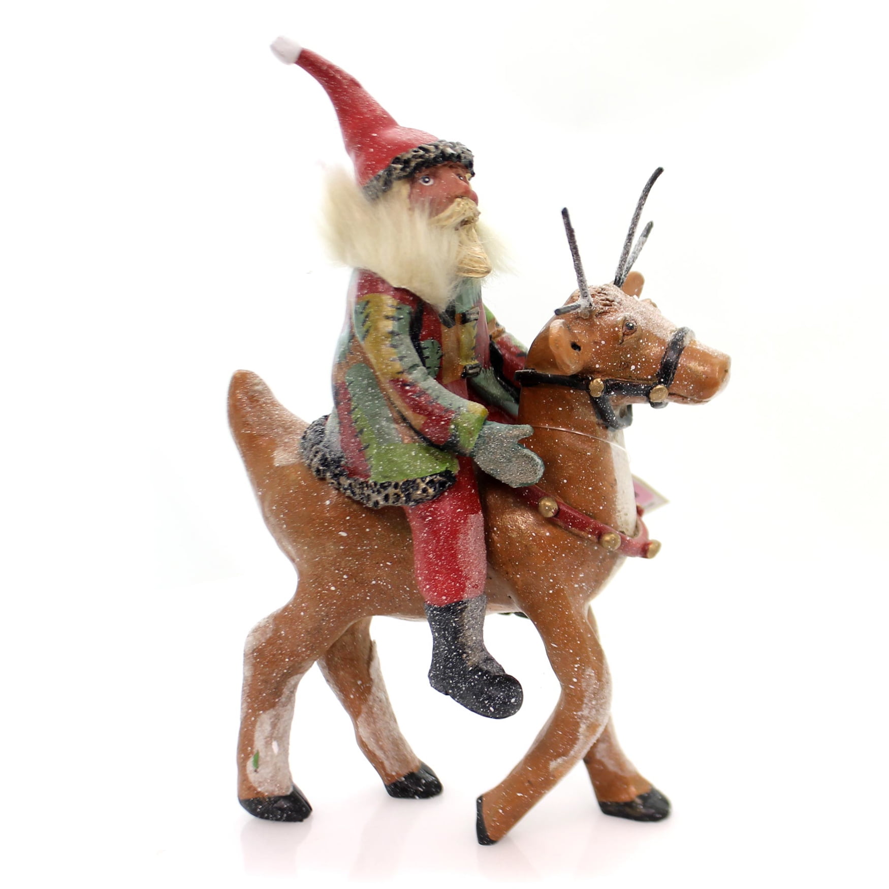 Christmas SANTA ON REINDEER Polyresin Patchwork Jolly 2020170508 ...