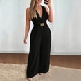Black Jumpsuits for Women Fall Summer Sleeveless Spaghetti Strap V Neck ...
