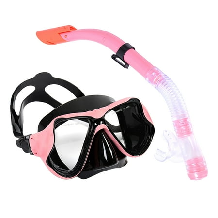 Snorkel Set Snorkeling Gear-Folding Snorkel Set, Purge Valve Tube, Pink ...