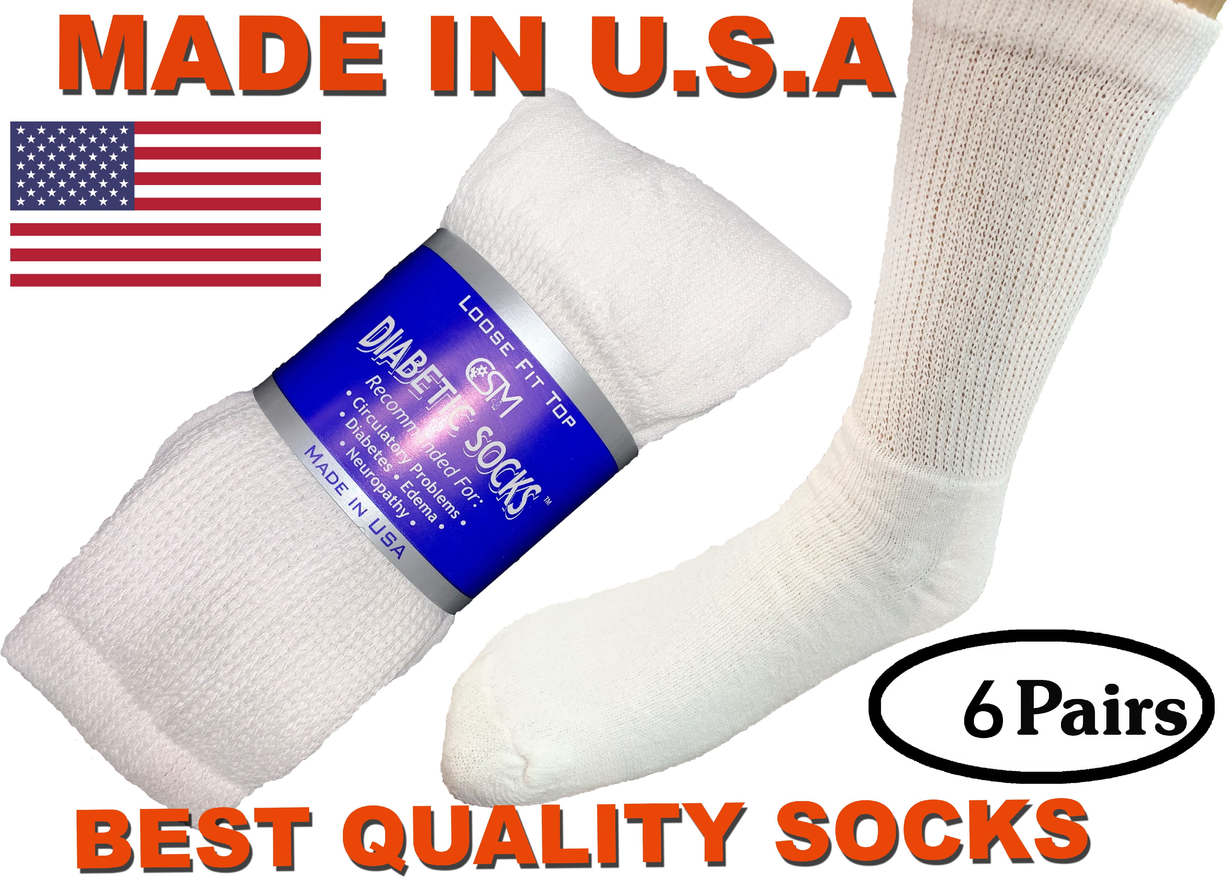 Creswell 6 Pairs Of Mens White Diabetic Crew Socks 13-15 Size MADE IN ...