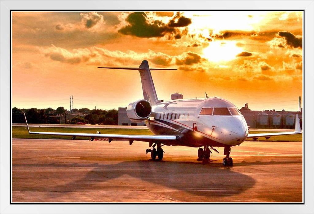 Private Airplane Jet Taxiing at Sunset Airport Runway Plane Photo ...