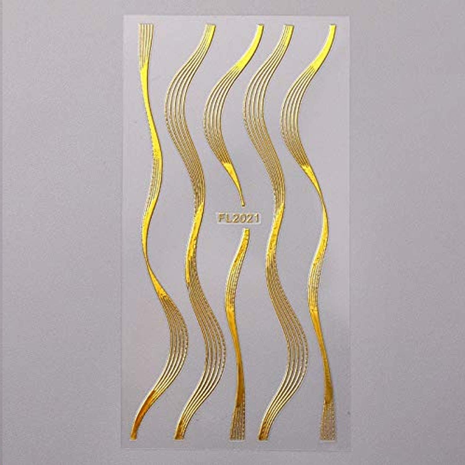 Gold 3D Nail Sticker Curve Stripe Lines Nails Stickers Gradient ...